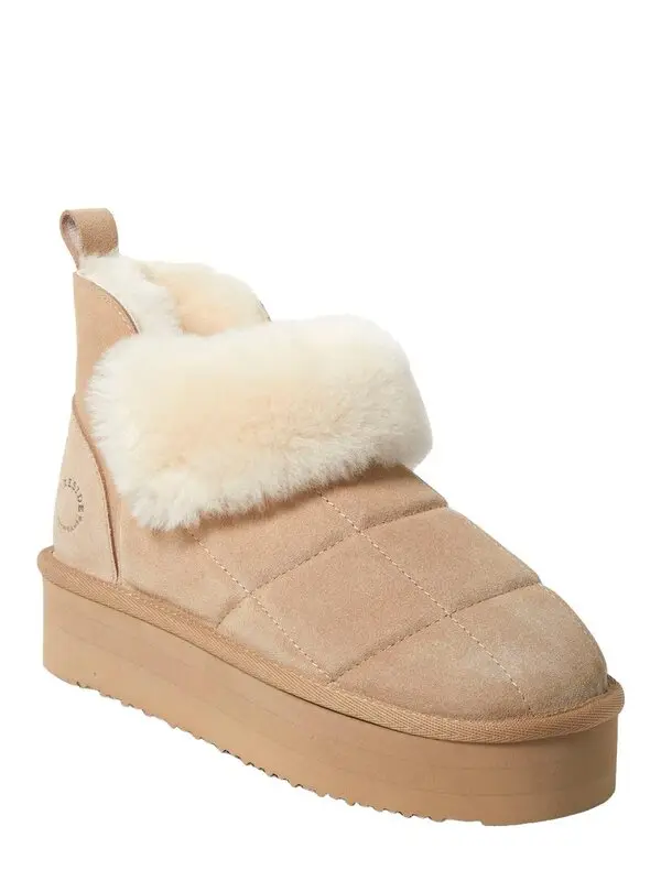 DEARFOAMS Fireside Bayswater Shearling Platform Bootie - Sand