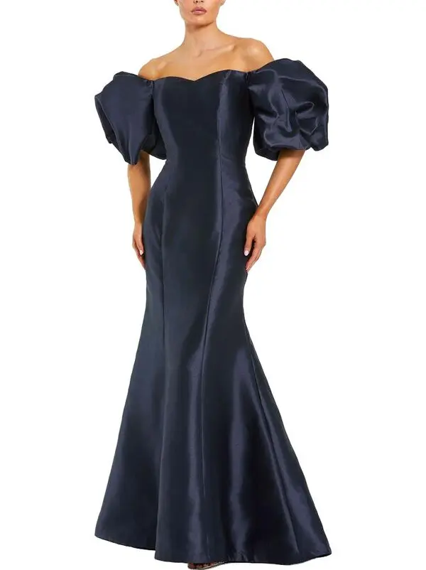 Mac Duggal Sweetheart Off-the-shoulder Puff Sleeve Gown - Midnight