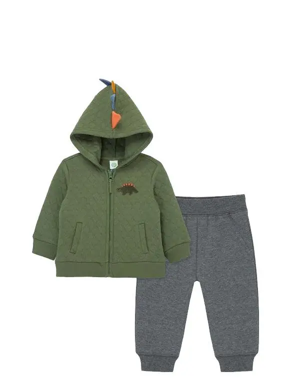 LITTLE ME Dino Hoodie & Joggers Set - Grey