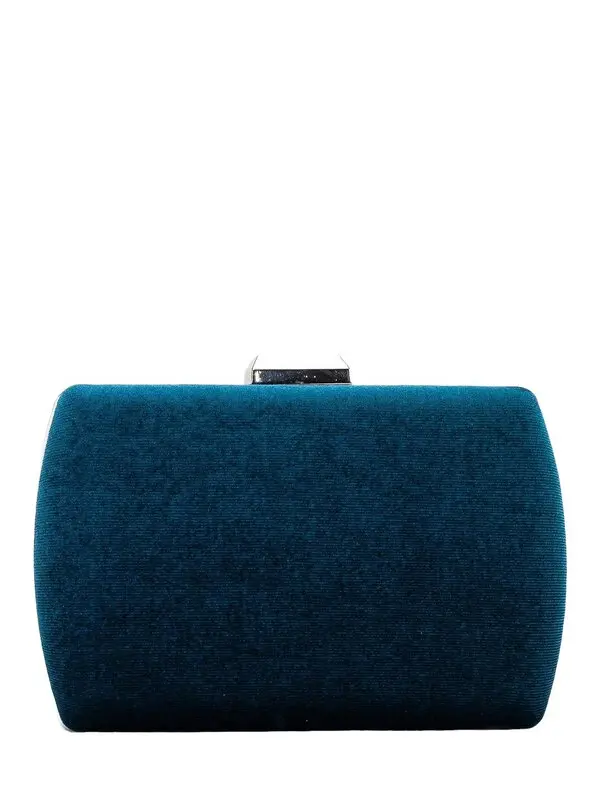 FOREVER & ALWAYS SHOES Forever & Always Francisca Clutch Evening Purse - Teal Blue Velvet