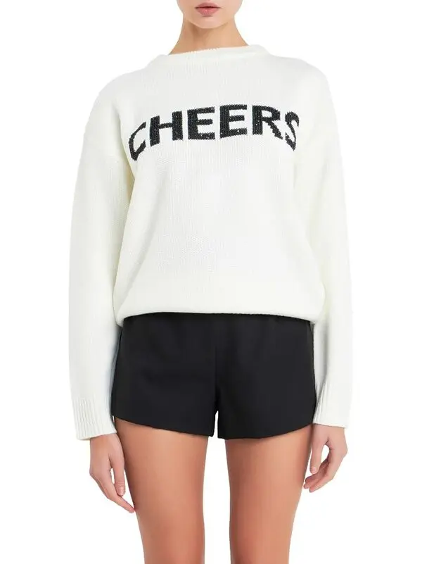 English Factory Lettering Sweater - White