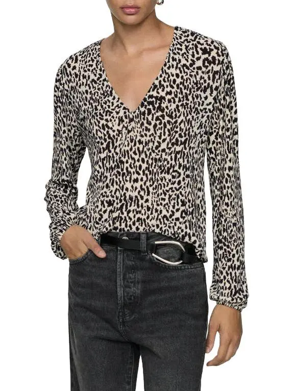 Mango V-neck Crepe Top - Ecru