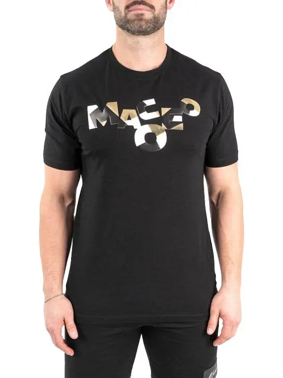 MACEOO Scrabble Logo Cotton Graphic T-shirt - Black