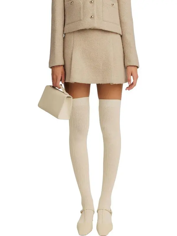 REFORMATION Rory Wool-blend Mini Skirt - Beige
