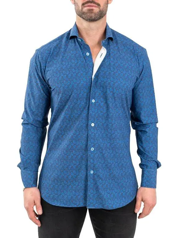MACEOO Einstein Stretch Oceanic Button-up Shirt - Blue