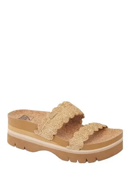 Reef Cushion Vista Higher Platform Slide Sandal - Scalloped Tan