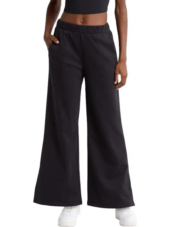 Beyond Yoga Open Ended Mid Rise Wide Leg Pants - Black