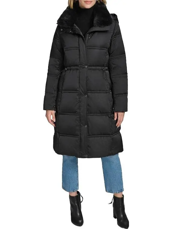 Andrew Marc Emery Faux Fur Trim Down - Black