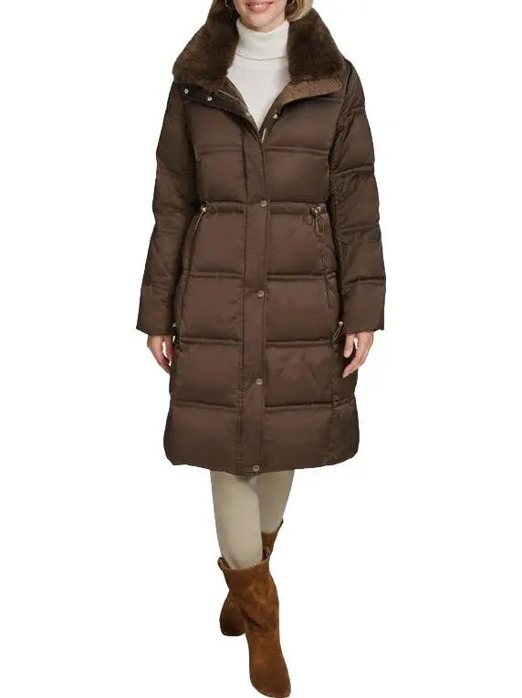 Andrew Marc Emery Faux Fur Trim Down - Chocolate