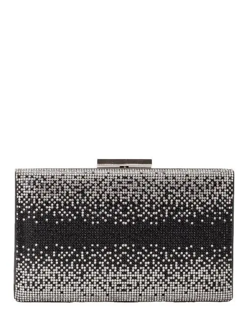FOREVER & ALWAYS SHOES Clara Evening Clutch - Black Silver Glitter