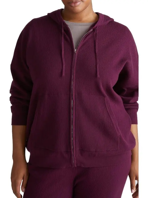 Universal Standard Rib Knit Zip-up Hoodie - Acai