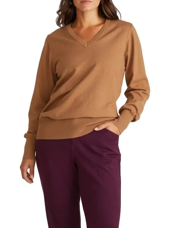 Universal Standard Flora V-neck Sweater - Camel