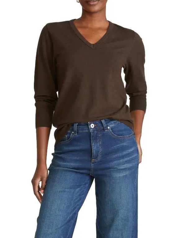 Universal Standard Flora V-neck Sweater - Chocolate