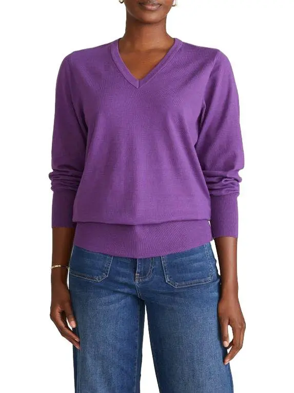Universal Standard Flora V-neck Sweater - Grape