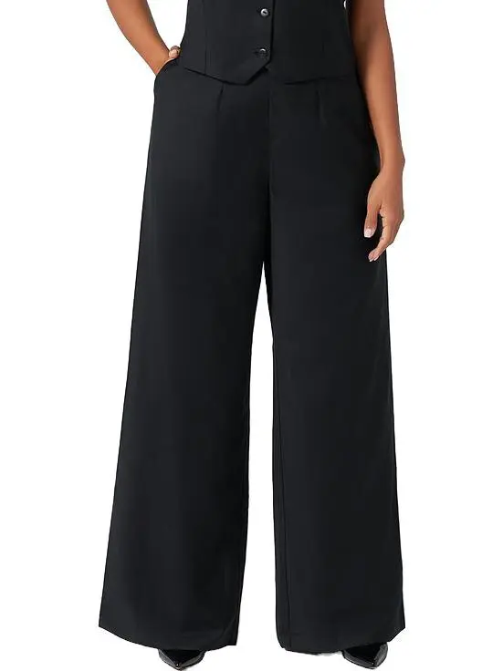 AAM THE LABEL Wool Wide-leg Trousers - Black