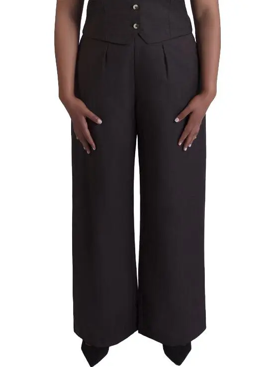 AAM THE LABEL Wool Wide-leg Trousers - Cocoa Plaid