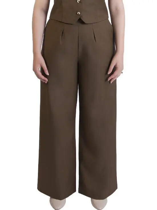 AAM THE LABEL Wool Wide-leg Trousers - Cocoa