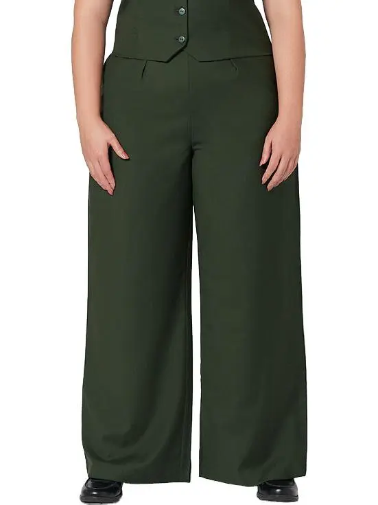 AAM THE LABEL Wool Wide-leg Trousers - Green