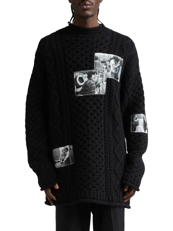 TAKAHIROMIYASHITA THESOLOIST. Joseph Szabo Photo Patch Wool Fisherman Sweater - Black