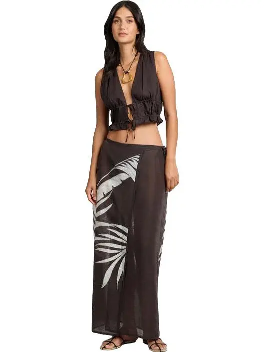 Onia Air Linen Tie Front Top - Espresso