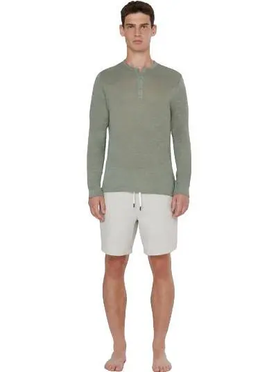 Onia Long Sleeve Linen Henley - Sage