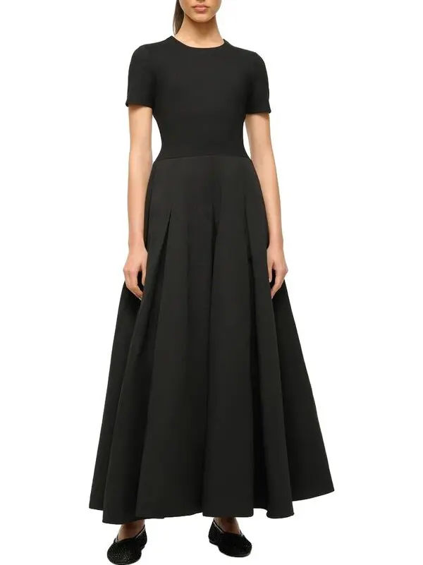 Staud Hopper Mixed Media Gown - Black