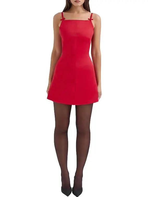 House Of Cb Dainty A-line Minidress With Square Neck - Red