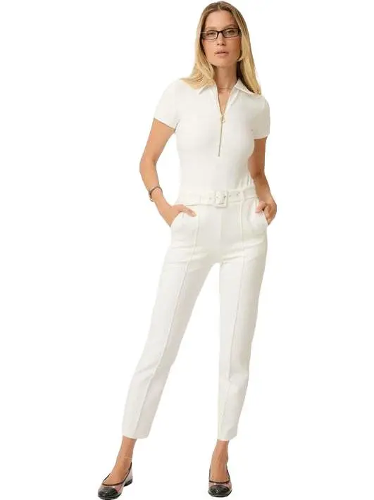 GOLDIE BYRD Belted Hybrid Pants - White
