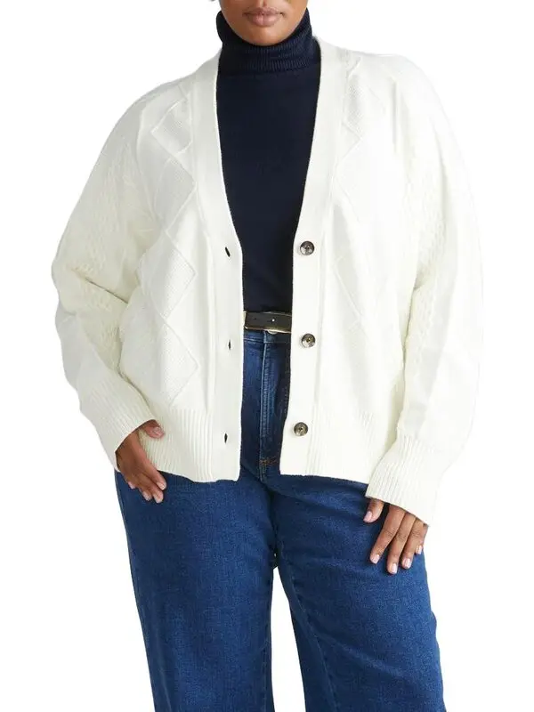 Universal Standard Mixed Cable Stitch Cardigan - Cream