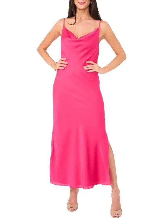 Vince Camuto Cowl Neck Satin Slipdress - Beetroot Pink