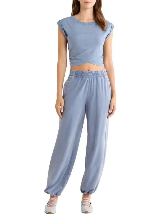 Free People Hot Shot Crossover T-shirt And Joggers Set - Blue Ash