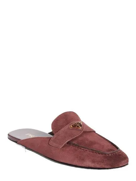 Prada Logo Loafer Mule - Bordeaux