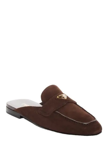 Prada Logo Loafer Mule - Moro