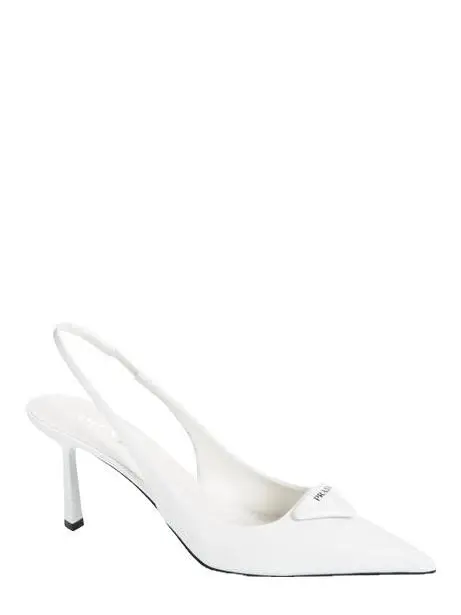 Prada Modellerie Pointed-toe Slingback Pump - Bianco