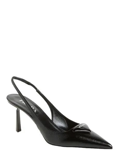 Prada Modellerie Pointed-toe Slingback Pump - F0002 Nero