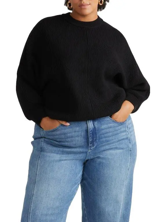 Universal Standard Marguerite Rib Dolman Sleeve Sweater - Black