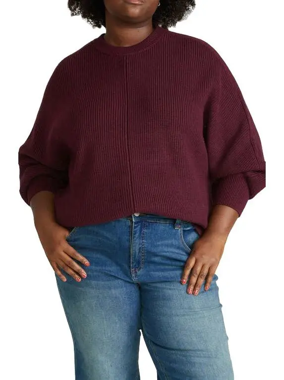 Universal Standard Marguerite Rib Dolman Sleeve Sweater - Gamay