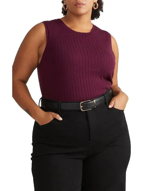 Universal Standard Workwear Ribbed Sweater Vest - Black Cherry