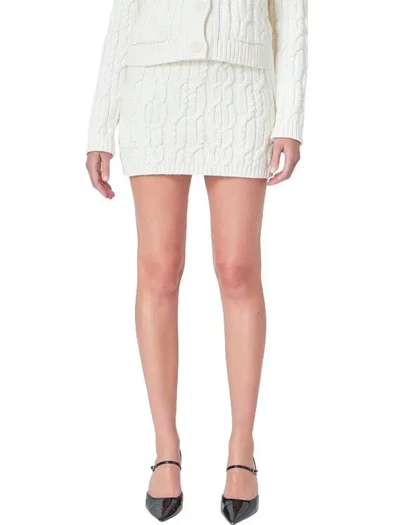 Endless Rose Cable Knit Mini Skirt - Cream