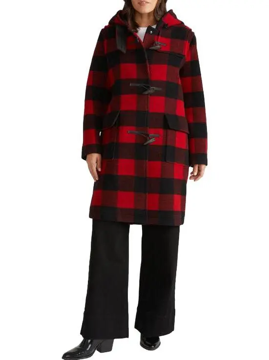Universal Standard Highlands Duffle Coat - Red Buffalo Check