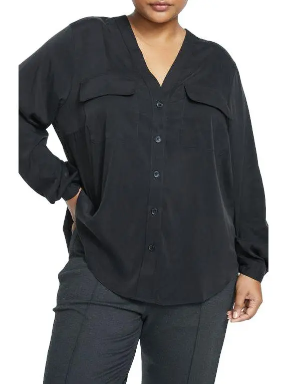 Universal Standard Cupro Blend Button-up Shirt - Black