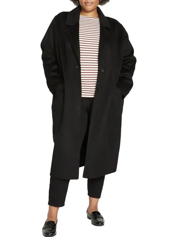 Universal Standard Belted Wool-blend Coat - Black