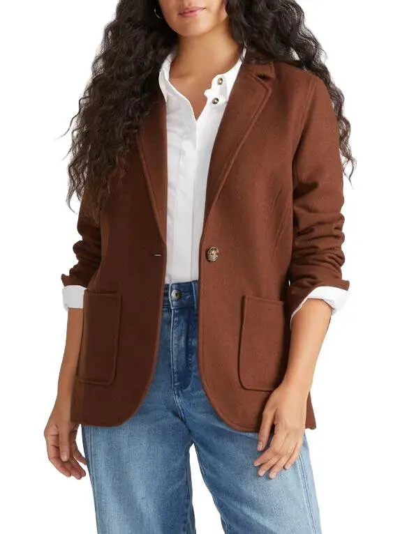 Universal Standard Kidjo Wool Blend Jacket - Custom Brown