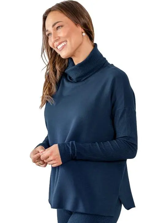 JJWINKS Light Hug® Bra-free Fleece Turtleneck - Navy