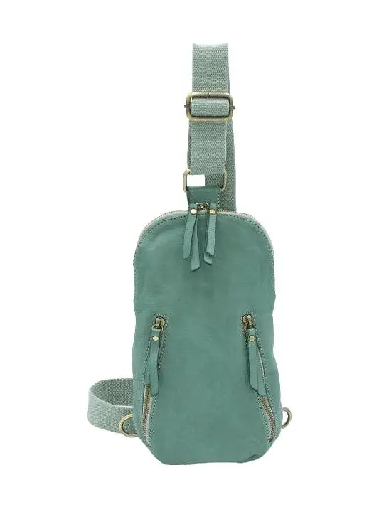 BOLSA NOVA Logan Sling Bag In Washed Italian Leather - Pistachio
