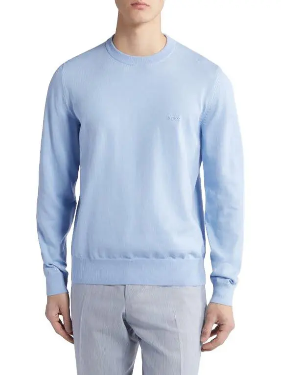 BOSS Pacas Cotton Crewneck Sweater - Light Blue