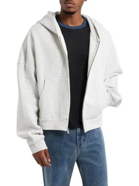 ELWOOD Oversized Rectangle Zip Hoodie - Ash Grey