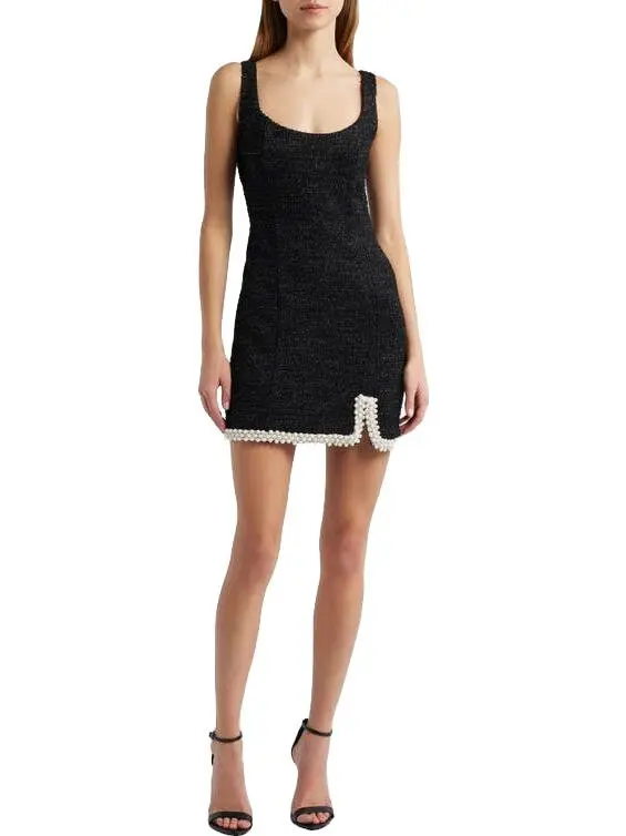 HUTCH Scoop Neck Metallic Tweed Cocktail Dress - Black
