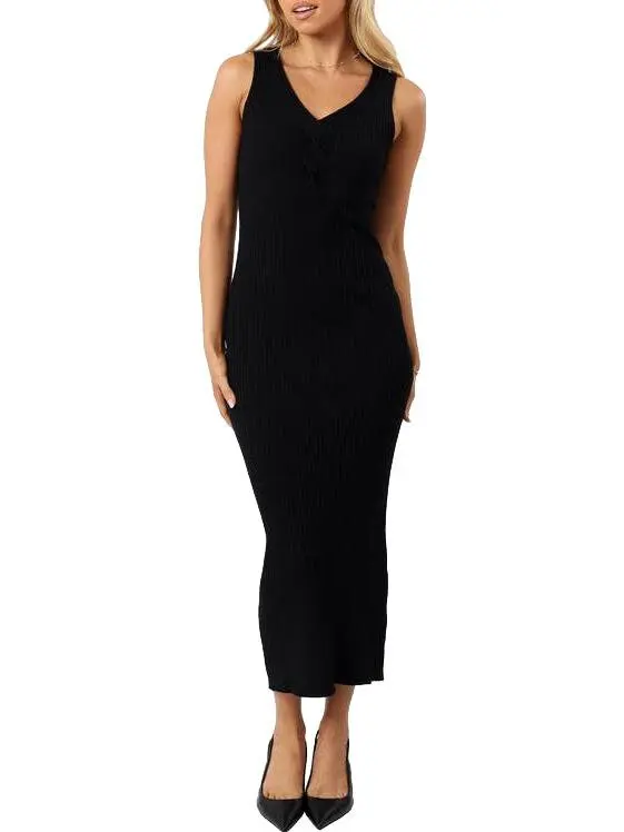PETAL & PUP Easton Sleeveless Maxi Sweater Dress - Black