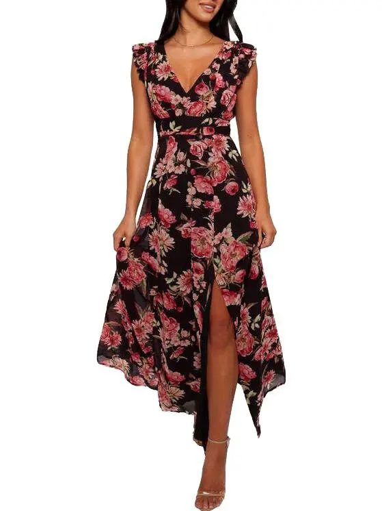 PETAL & PUP Aldo Floral Print Maxi Dress - Black Floral